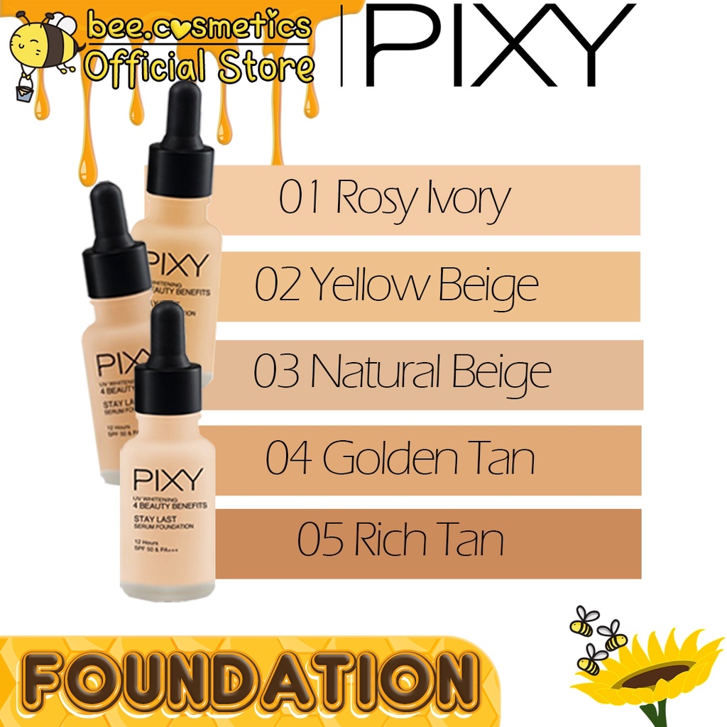 Jual PIXY UV WHITENING 4BB STAY LAST SERUM LIQUID FOUNDATION ( READY 5 VARIAN SHADE ) | Shopee ...