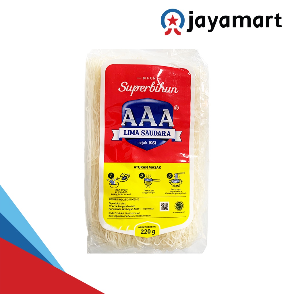 Jual Bihun AAA Lima Bersaudara 220gr Super Bihun Beras HALAL | Shopee ...