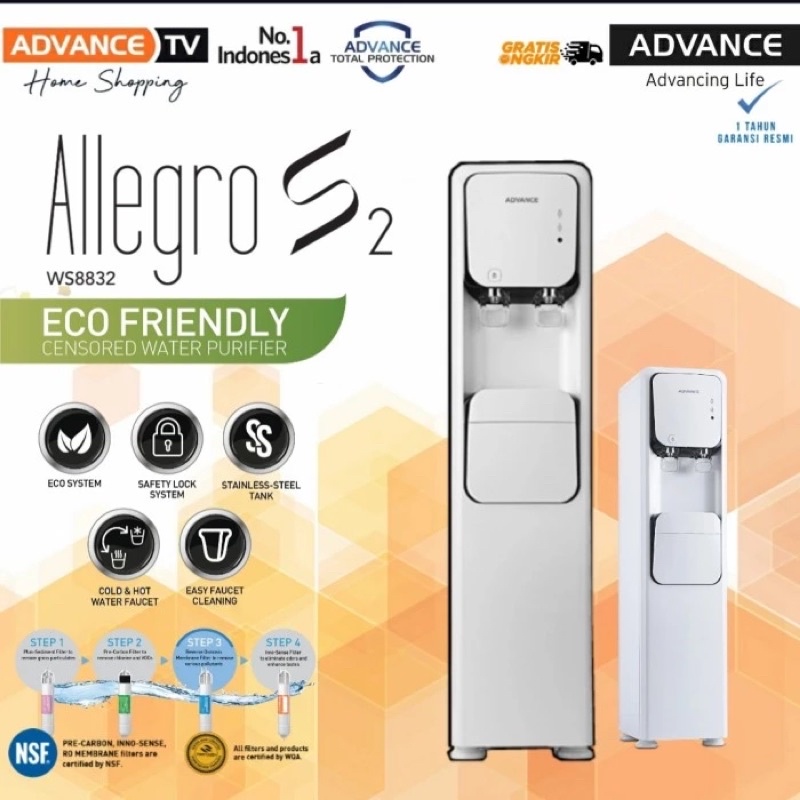 Jual DISPENSER ADVANCE ALLEGRO S2 / DISPENSER REVERSE OSMOSIS / TANPA ...