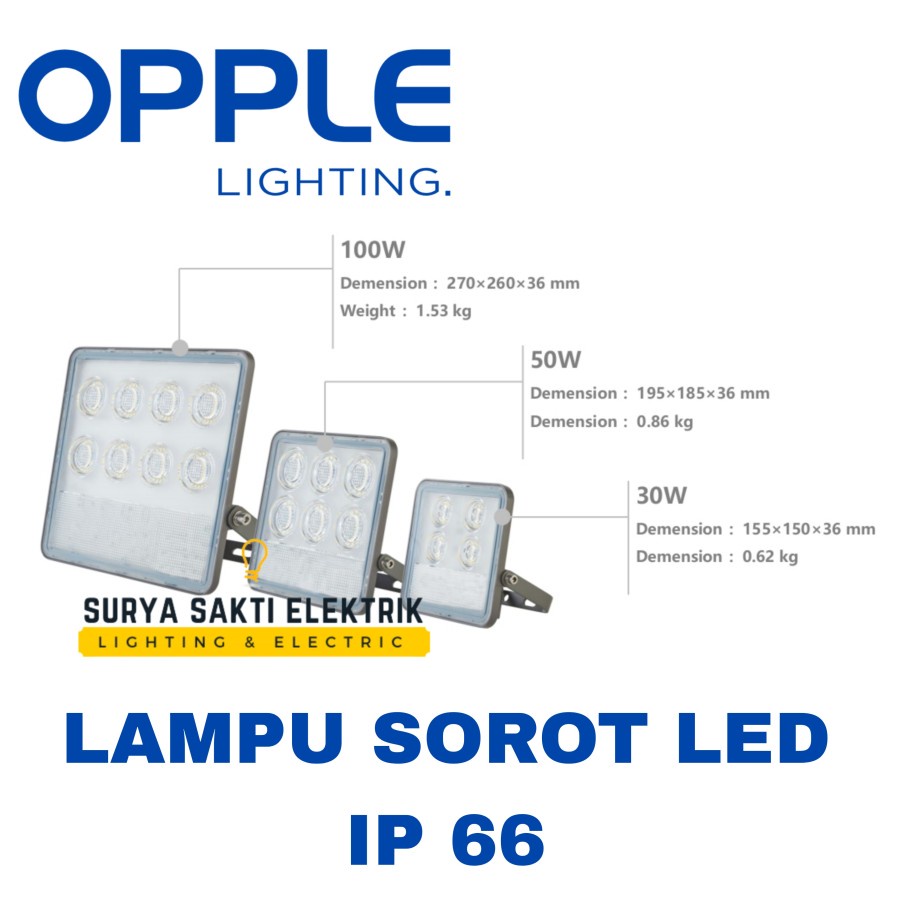 Jual LAMPU SOROT TEMBAK LED OPPLE 100 WATT PUTIH 6500K FLOODLIGHT OUTDOOR | Shopee Indonesia