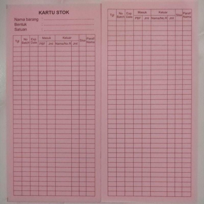 Jual kartu stok obat apotek rumah sakit ada no batch paket isi 100 ...