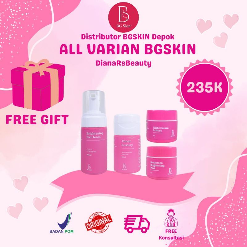 Jual PAKET SKINCARE BG SKIN LUXURY BRITENING GLOW ACNE FIGHTER ACNE ...