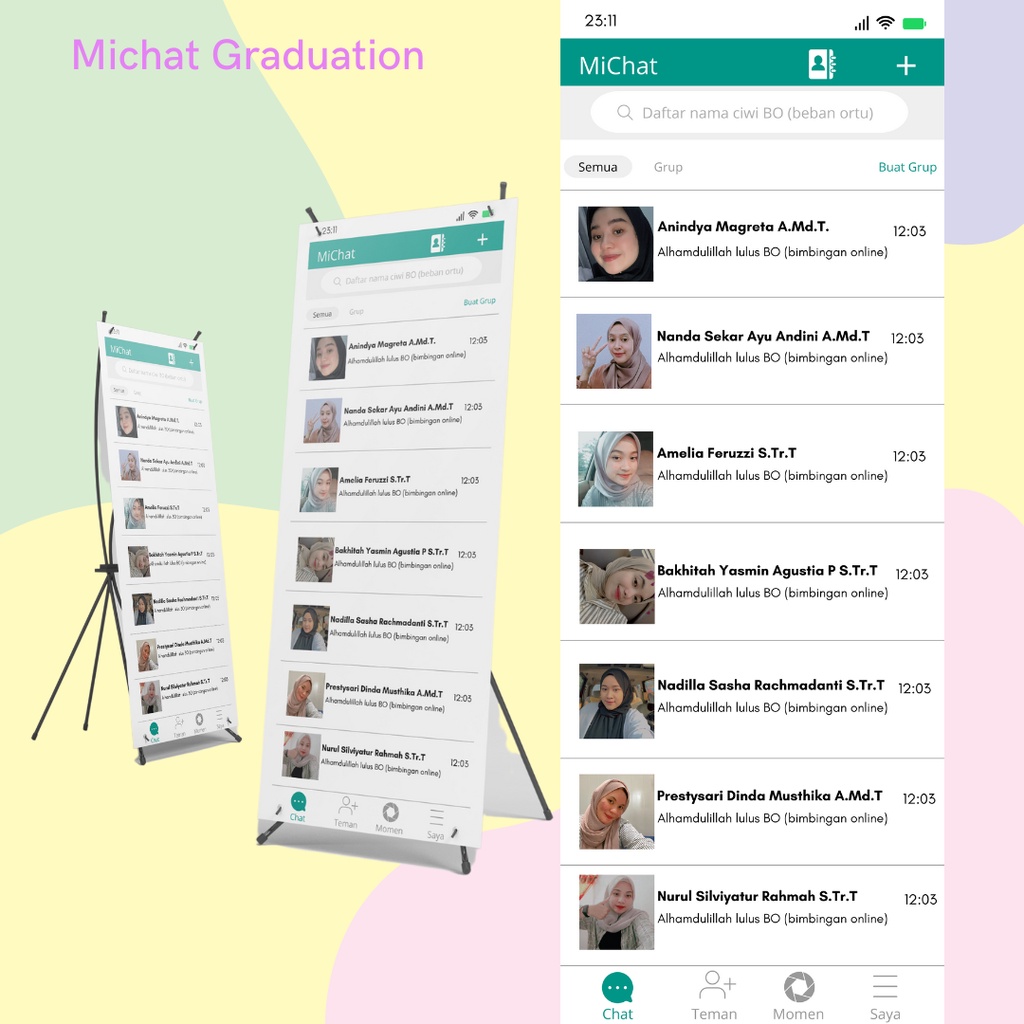 Jual CETAK BANNER WISUDA MICHAT [X-BANNER UKURAN 160x60] | Shopee Indonesia