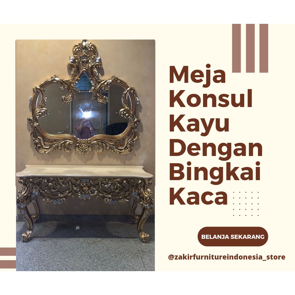 Jual meja konsul kayu dengan bingkai cermin | Shopee Indonesia