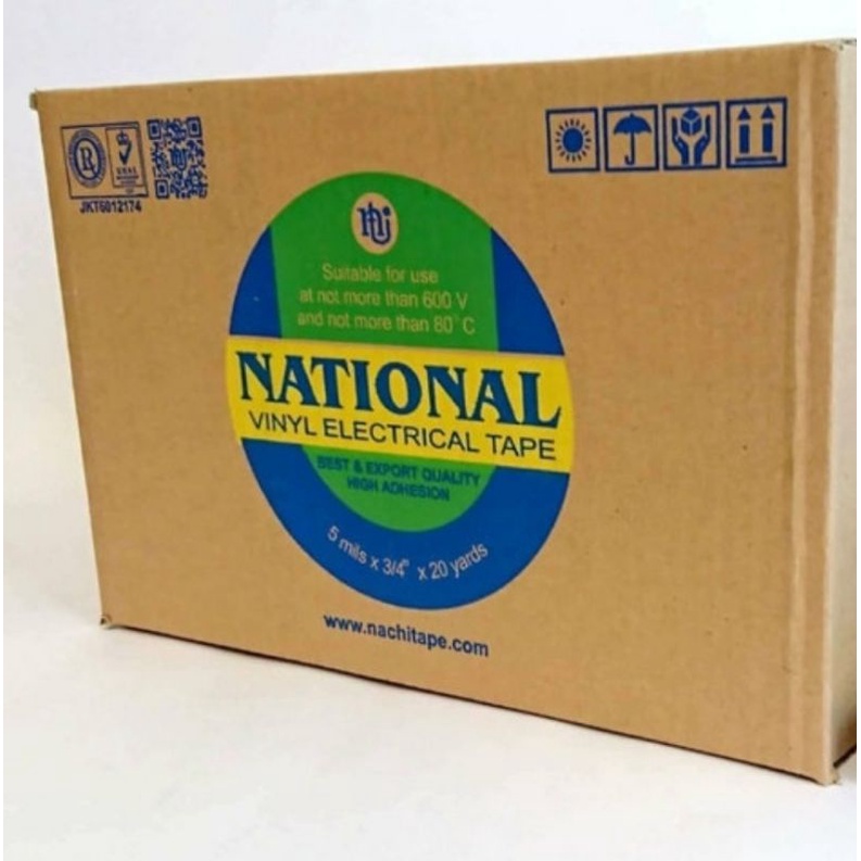 Jual dus national pvc electric tape isolasi listrik 19mmx20 yard hitam ...