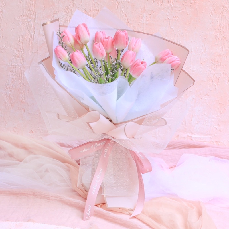 Jual Tulip Bouquet Pink - Buket Bunga Import Fresh Segar Kado Gift ...