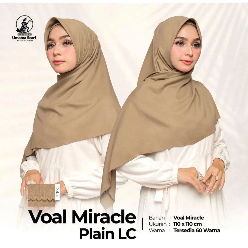 Jual UMAMA VOAL MIRACLE PLAIN METAL LOGO LC Laser Cut Scarf Hijab segi empat polos laser cut ...