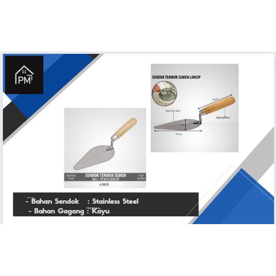 Jual Sendok Tembok Semen Lancip | Skop Tanah Gagang Kayu 6 Inch ...