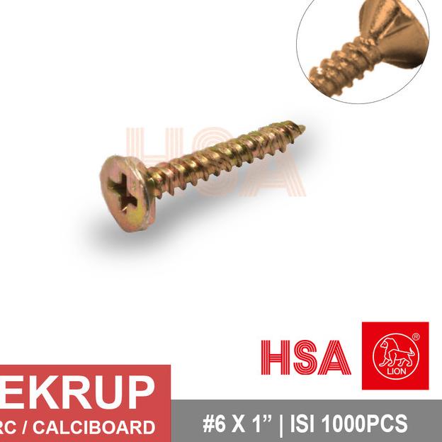 Jual SKRUP GRC / CALCIBOARD SCREW LION #6 X 1 | ISI 1000/KTK | Shopee ...