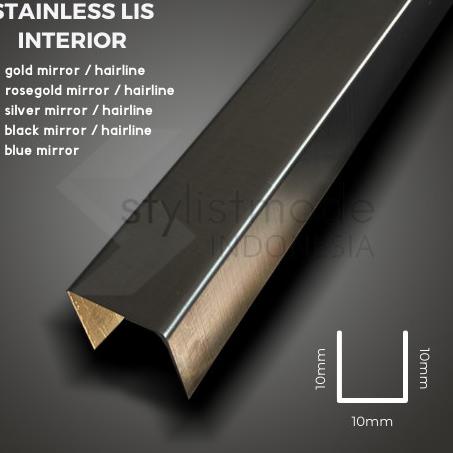 Jual Stainless Lis Interior | Lis U Black 10 x 10 x 10mm - MIRROR ...