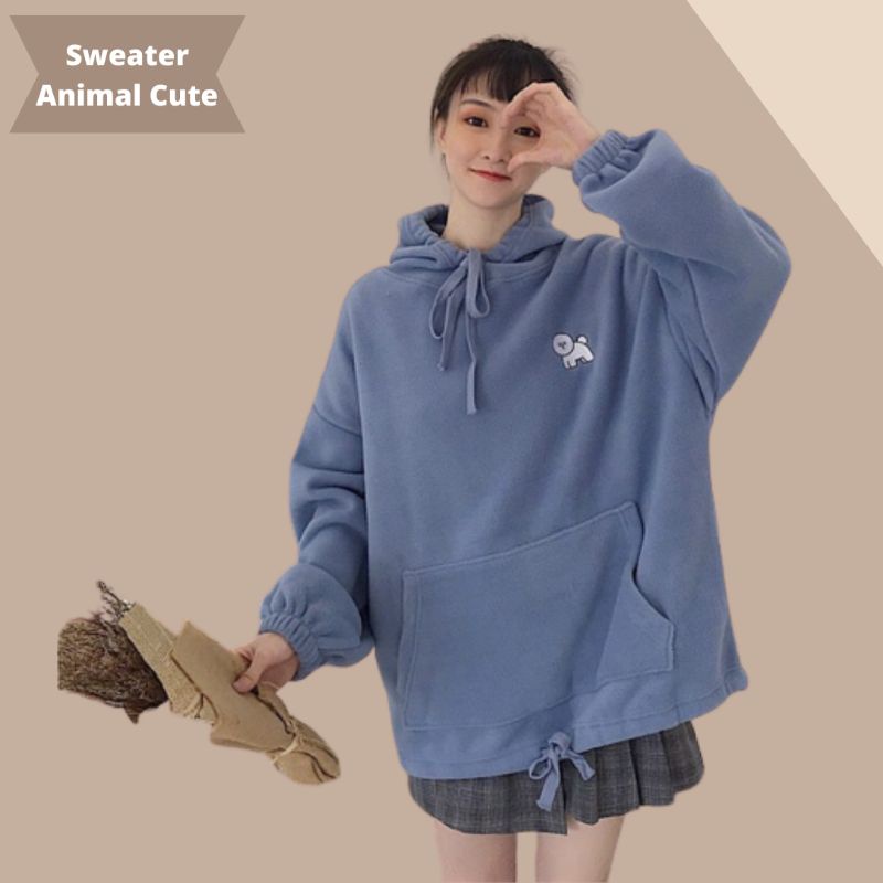 Jual ANIMAL CUTE SWEATER HOODIE OVERSIZE (ps) | Shopee Indonesia