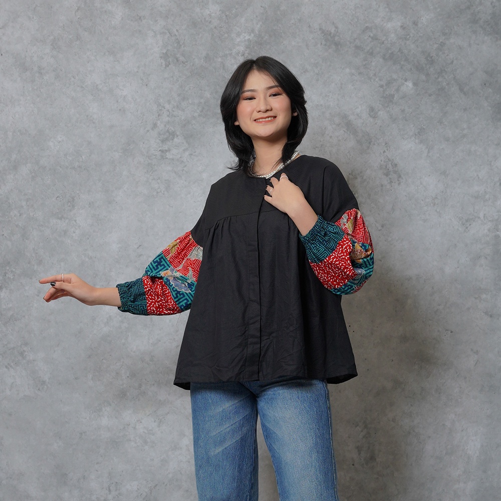 Jual NONA RARA - Amber Encim, Baju Batik Kasual Modern | Shopee Indonesia