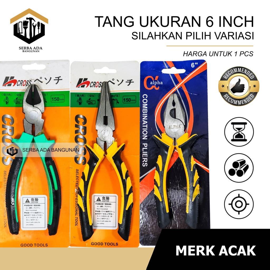 Jual Tang combinasi kombinasi 6 inci blister bahan baja gagang karet / Tang Lancip / Tang Potong ...