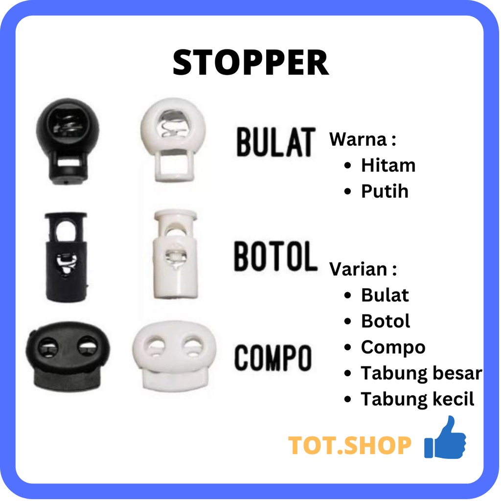 Jual STOPPER TALI TAS SERUT / TALI KUR @500 PCS Stopper Bulat / Botol ...