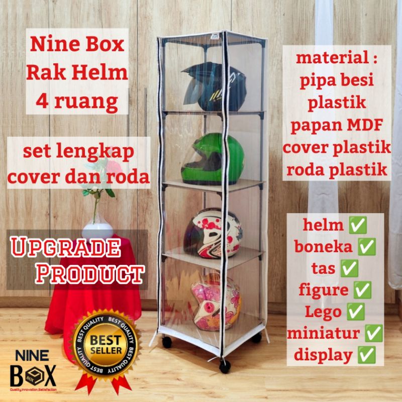 Jual Nine Box rak helm 4 ruang anti debu/rak display gundam/lemari ...