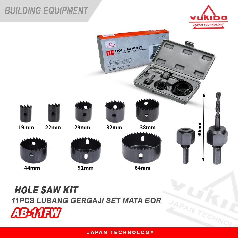 Jual TERMURAH!! Hole Saw Set 13 Pcs HoleSaw Kit Mata Bor Pelubang Kayu Pipa Hidroponik New MERK ...