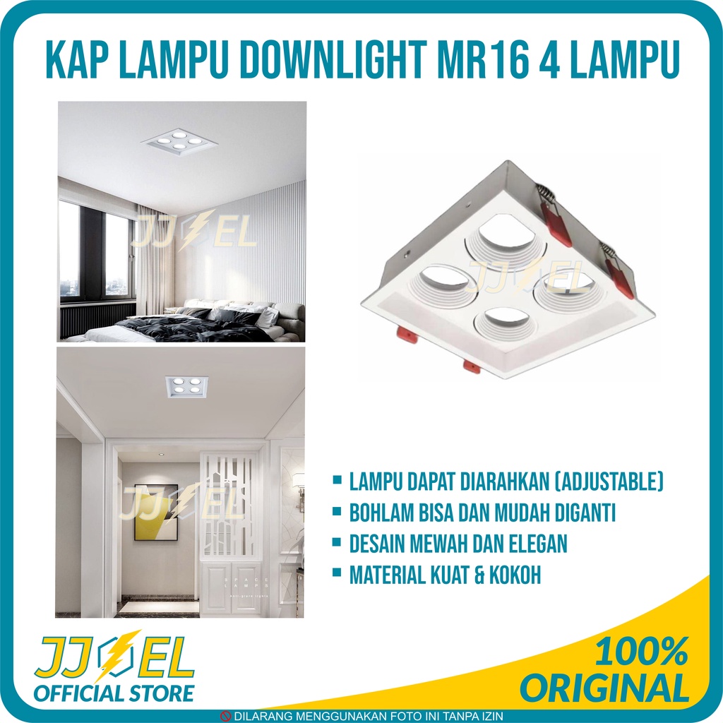 Jual Kap lampu downlight mr16 4 lampu sorot spotlight adjustable | Shopee Indonesia