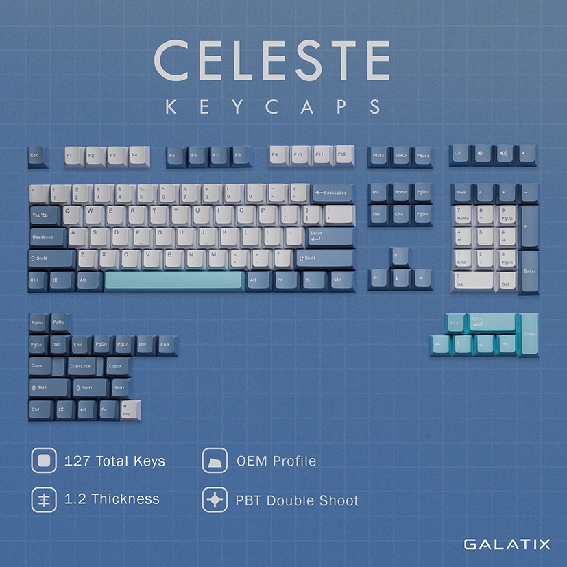 Jual Keycaps Celeste OEM Profile Double Shoot Keycap PBT For Tombol ...