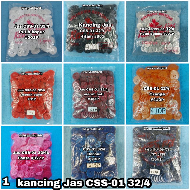 Jual kancing Jas 32L/4 CSS-01 1gros@144pcs =rp.34.500/1gros | Shopee ...
