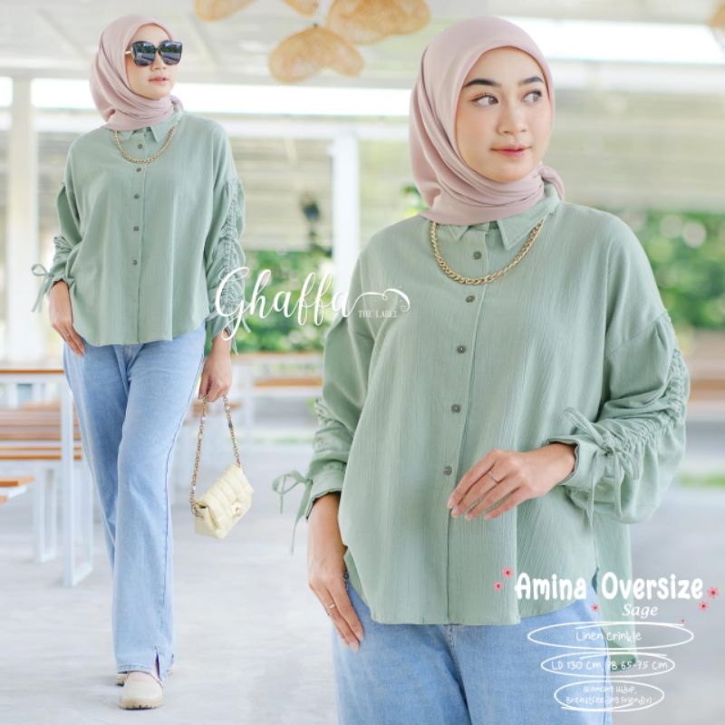 Jual Ghaffa Amina Oversize Bahan Linen Crinkle 100% Berlabel Original ...