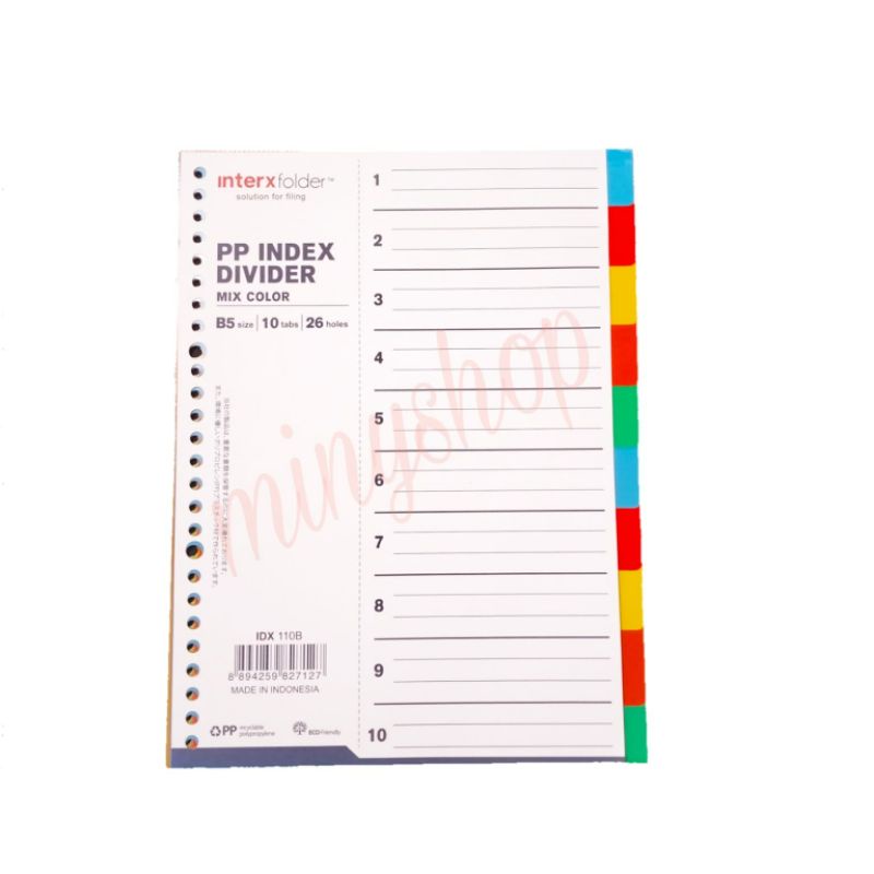 Jual Pembatas Binder B5 26 Ring A5 20 Ring Divider InterX Folder Mix Colour 10 Lembar | Shopee ...