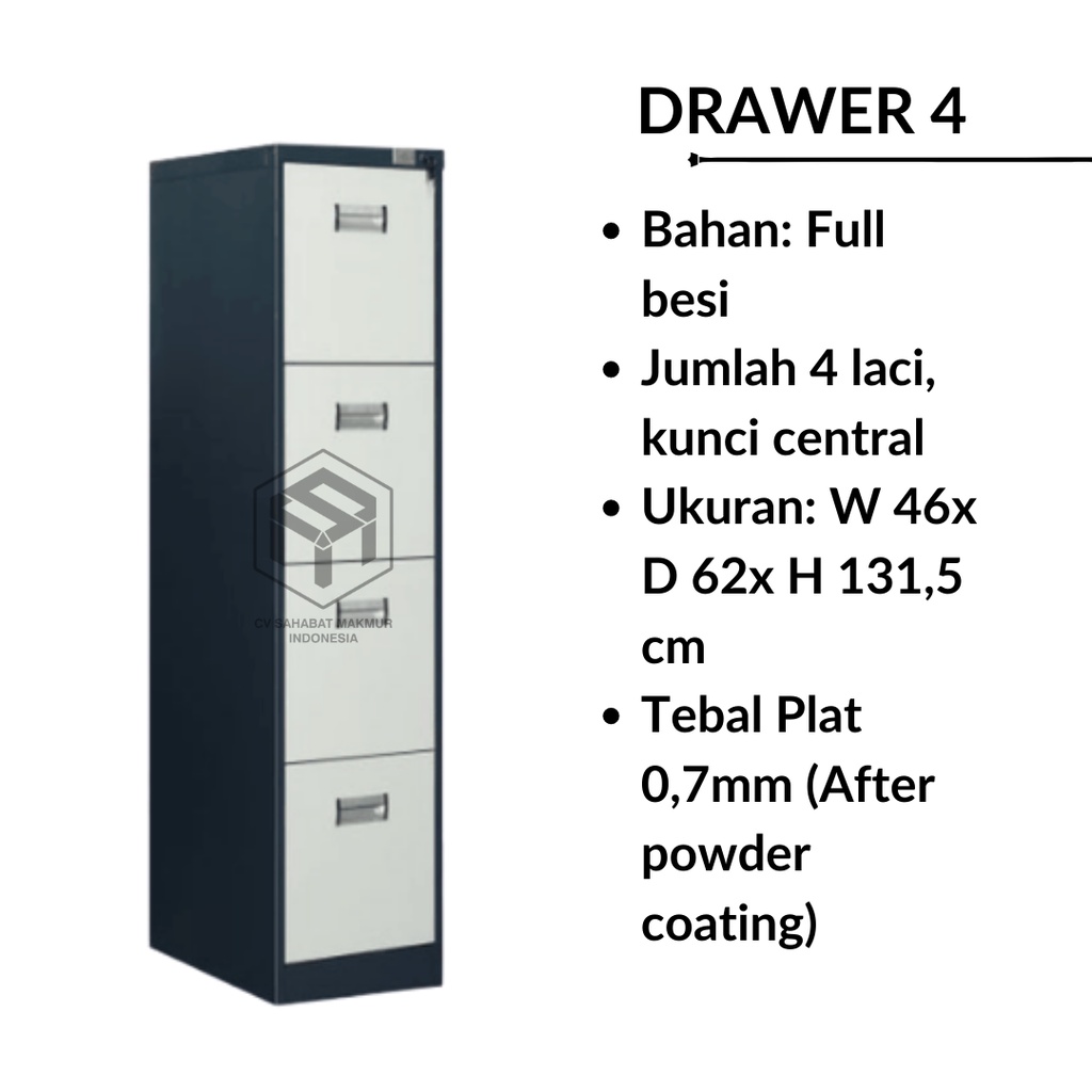 Jual Lemari Dokumen Rak Dokumen Besi Metal Filling Cabinet Drawer Laci ...