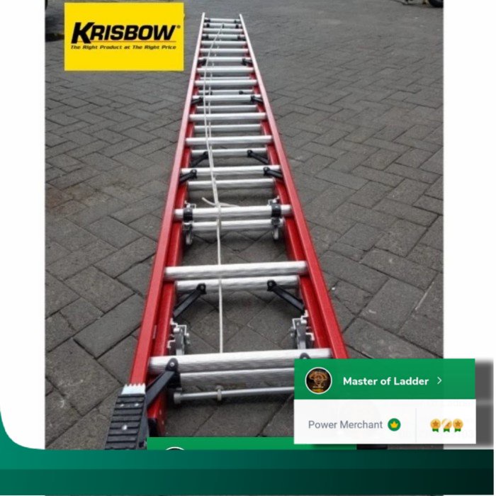Jual KRISBOW Tangga PLN Fiberglass 32 FT 9.6 meter / Tangga Sliding ...
