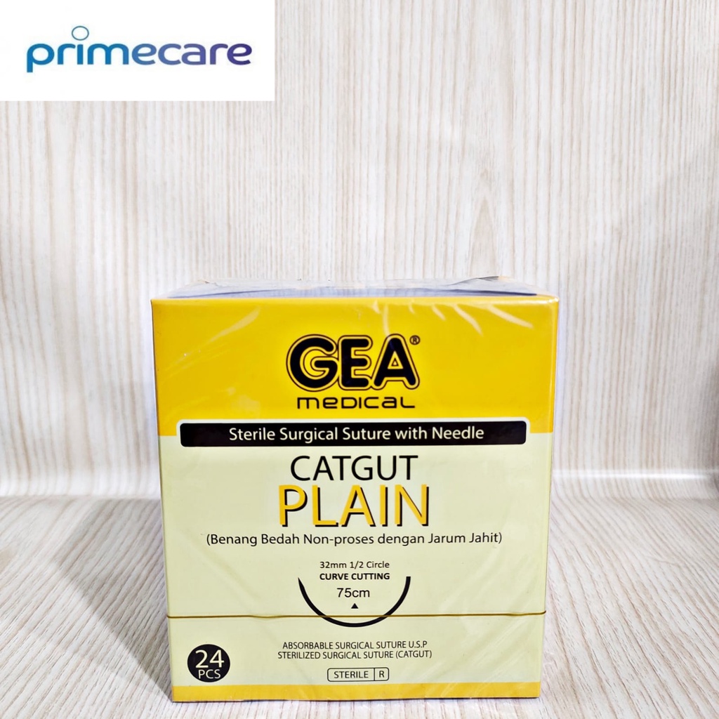 Jual GEA Cat Gut Plain 3/0 / Cat gut Plain Benang dengan Jarum GEA box ...