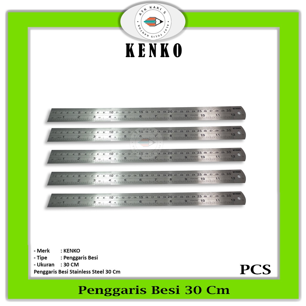 Jual KENKO - Penggaris Stainless Steel 30 Cm Penggaris Besi -Pcs | Shopee Indonesia