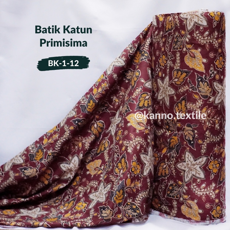 Jual KAIN BATIK KATUN HALUS PRIMISIMA BK-1-12 MOTIF BUNGA WARNA GOLD | Shopee Indonesia