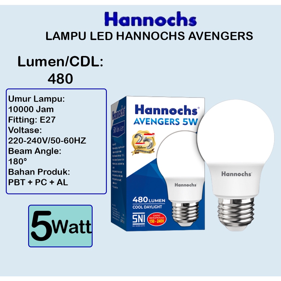 Jual Hannochs Avengers Lamp Lampu LED Bohlam Bulb 5W 5 WATT Cahaya ...