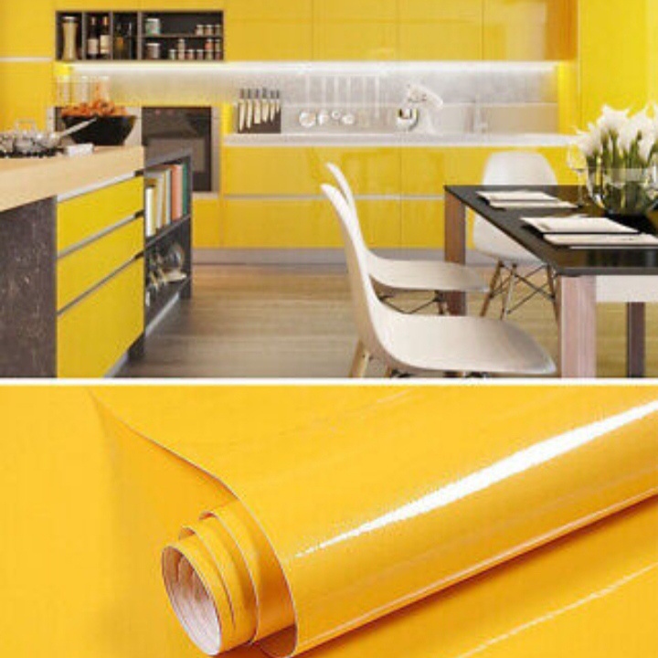 Jual wallpaper sticker glossy KUNING bling 60cm x 5meter stiker perabot ...
