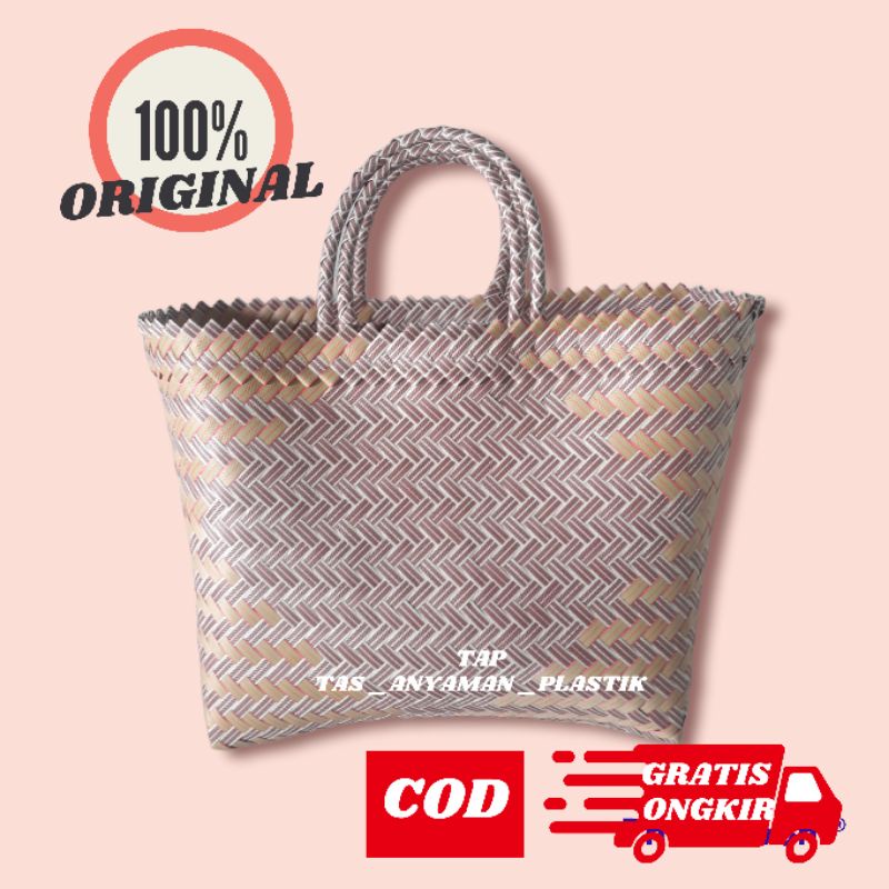 Jual Tas Anyaman Plastik JUMBO Lurik / Tas Keranjang Belanja Besar ...