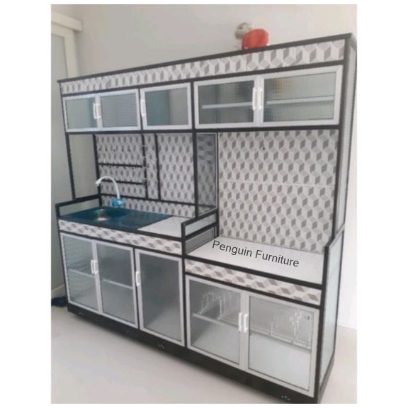 Jual Kitchen Set Aluminium Holo / Lemari Rak Piring Aluminium Premium ...