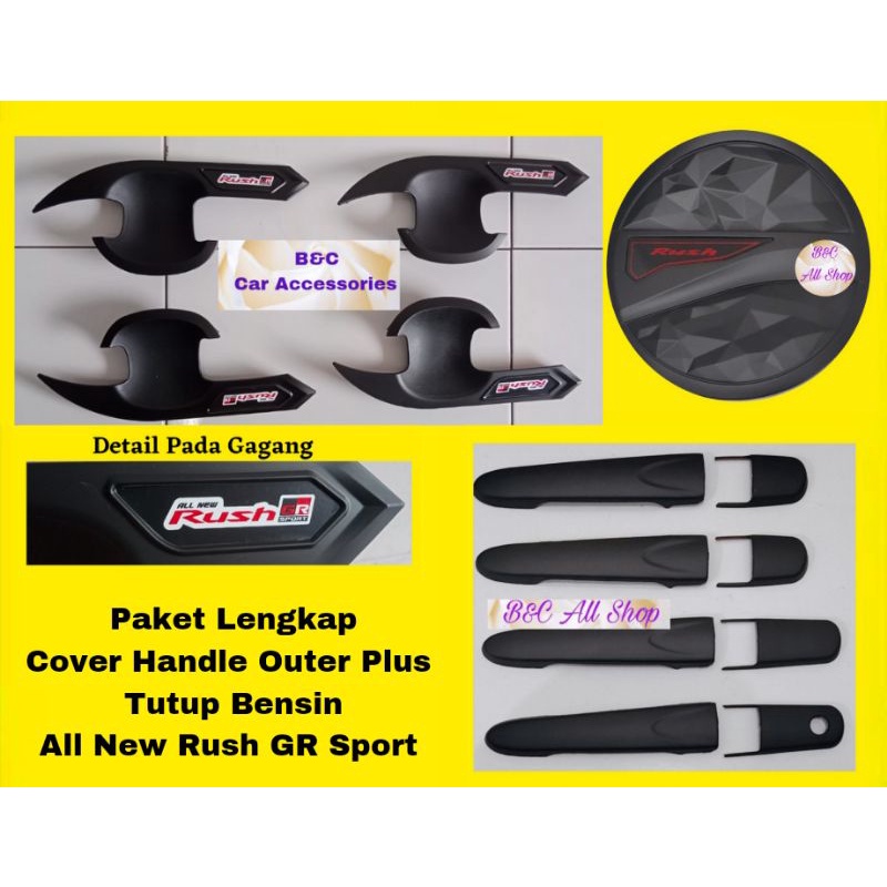 Jual Paket Cover Handle Outer Plus Tutup Bensin All New Rush GR Sport Hitam Doff Non Smart ...