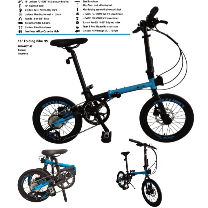 Jual sepeda 16 lipat inch chromoly/sepeda lipat ukuran 16" inch frame ...