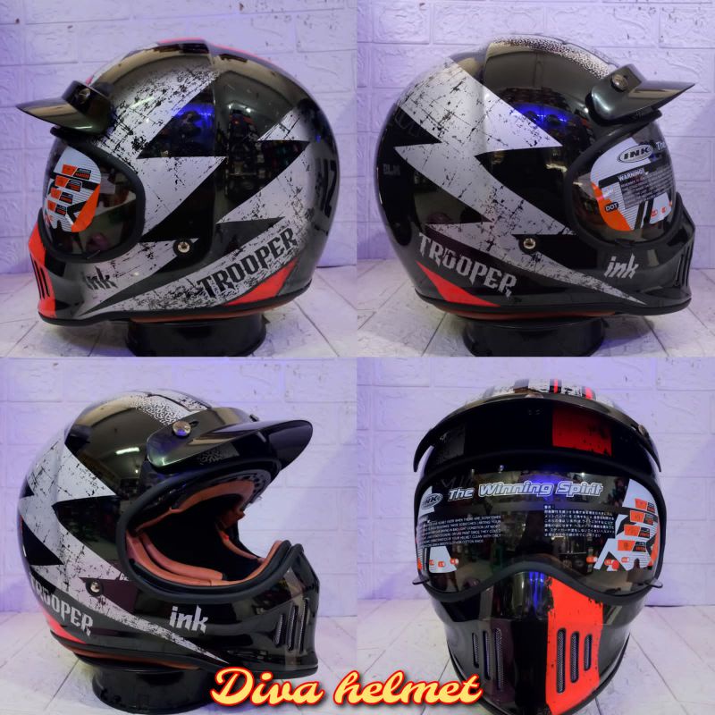 Jual HELM INK TROOPER THUNDER BLACK ORANGE FLUO (LIGHT SMOKE) SNI DOT ...