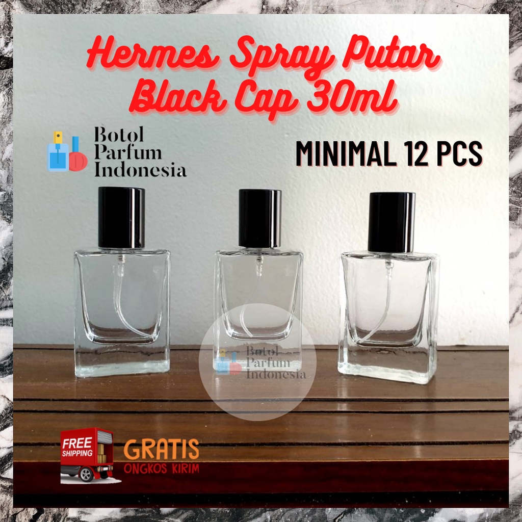 Jual BOTOL PARFUM SPRAY KACA KOSONG 30 ML (KOTAK BLACK CAP DRAT SUPREME BLACK CAP 30 ML) SPRAY ...