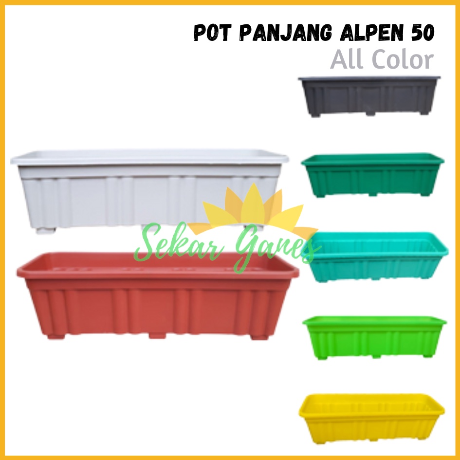 Jual Pot Panjang Alpen 50 Putih Hitam Hijau Coklat Merah Bata Pot Bunga ...