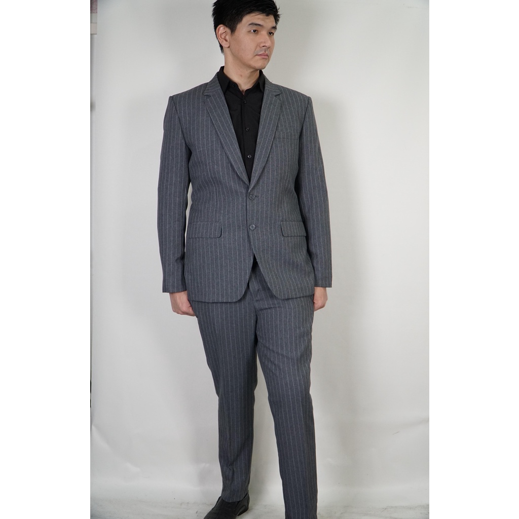 Jual SAINT JOHN JAS KANCING 2 BUGGATI SERRIES GREY STRIPED | Shopee ...