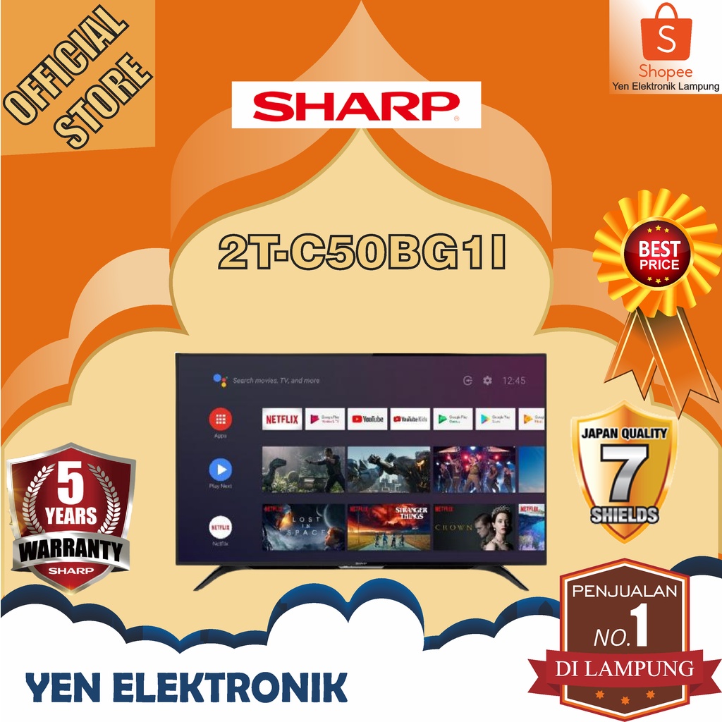 Jual TV SHARP 2T C50BG1i Full-HD Smart TV 50 Inch Garansi Resmi SHARP 5 Tahun | Shopee Indonesia