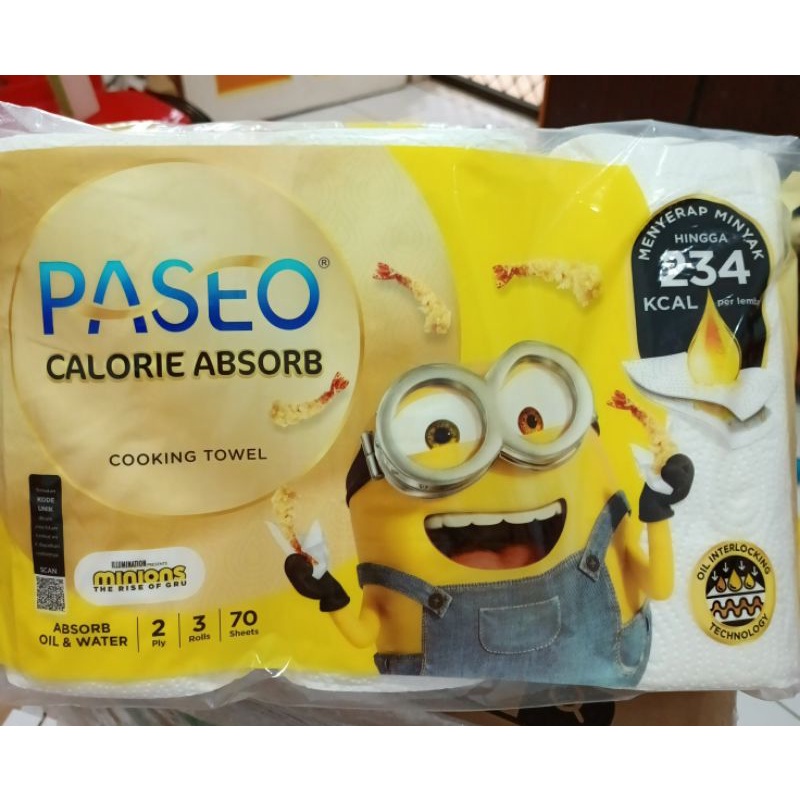 Jual TISSUE PASEO CALORIE ABSORB TISSU DAPUR KITCHEN TOWEL 3 ROLL 70 S ...