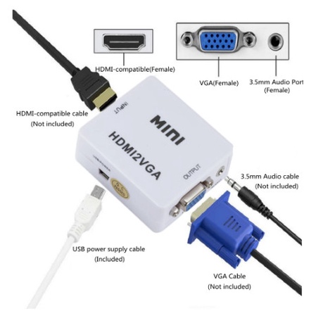 Jual Adapter Converter HDMI To VGA Mini Hdmi2VGA 1080p Audio HD ...