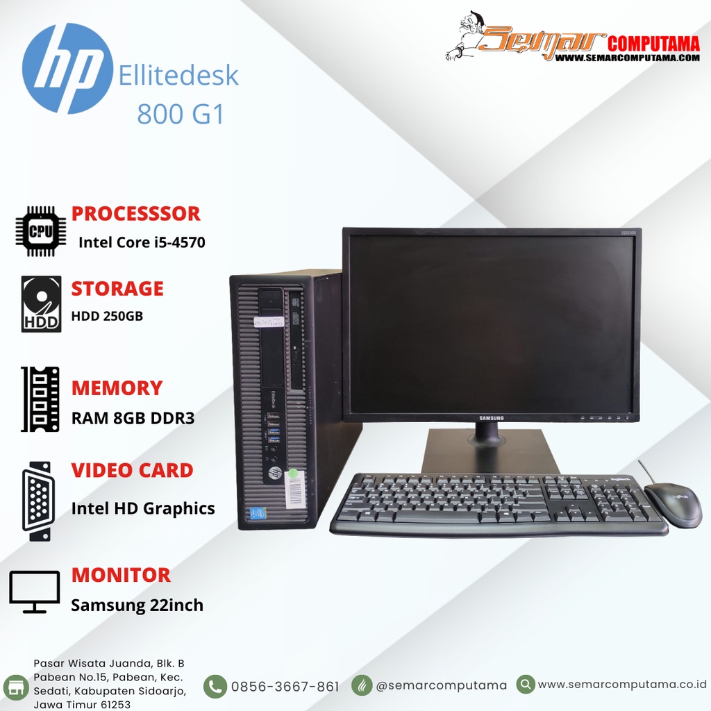 Jual Paket 1set PC BuildUp HP RAM 8GB MONITOR Samsung 22INCH | Shopee ...