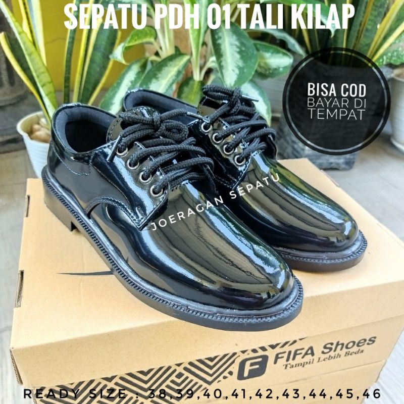 Jual Sepatu Pdh Pendek Tali 01 Hitam Kilap Sepatu Pdh Tni Polri Dishub ...