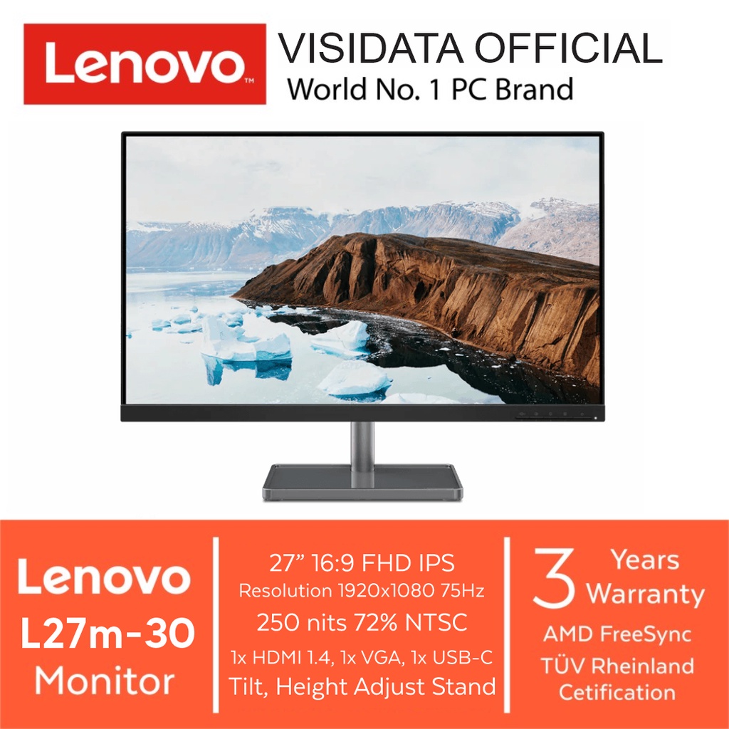 Jual Lenovo Monitor L27m-30 27" FHD IPS 75hz Anti Glare Eyesafe Display ...