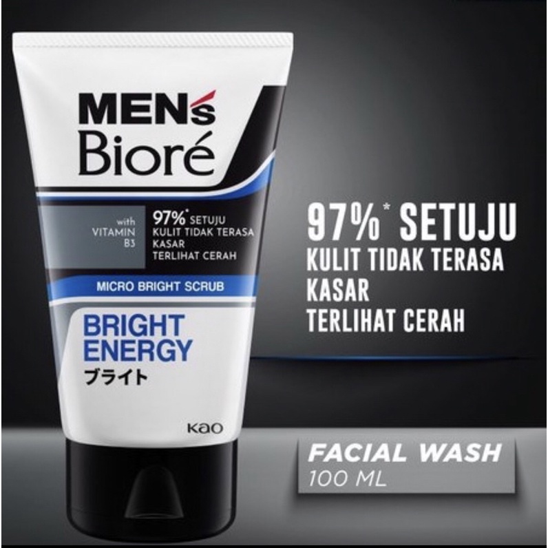 Jual Men's Biore Double Scrub White Energy Sabun Muka Pria 100 gr | Shopee Indonesia