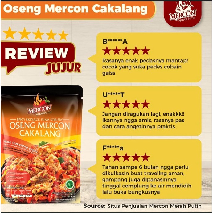 Jual OSENG MERCON CAKALANG MERCON MERAH PUTIH 150 GRAM SEDIKIT PEDAS ...