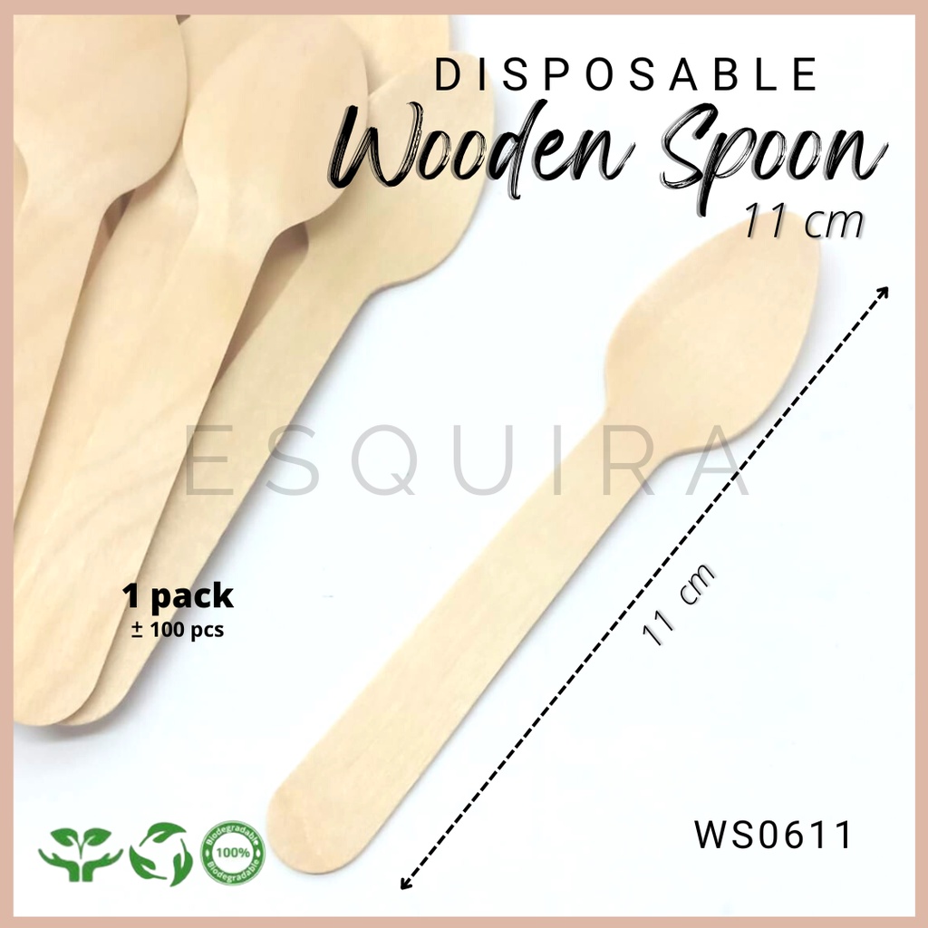 Jual Wooden Spoon / Sendok Cake / Sendok Kayu / 11 Cm / 100 Pcs ...