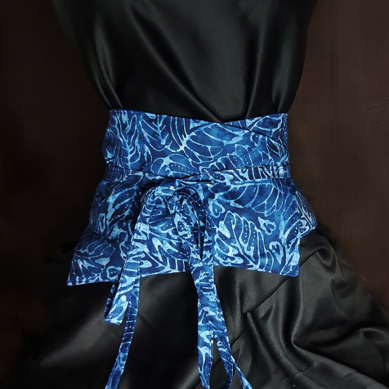 Jual Obi Belt Batik Smoke Biru Motif Daun - Panjang | Shopee Indonesia